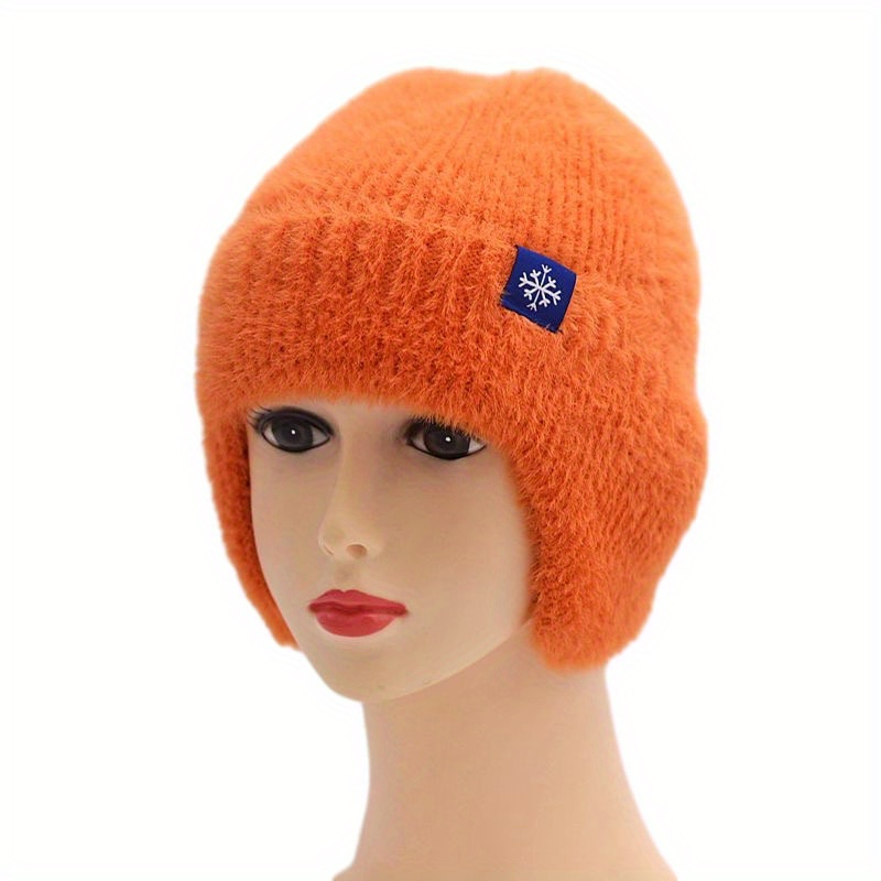 Candy Color Elastic Beanies Winter Warm Ear Flap Hat Thick Coldproof ...