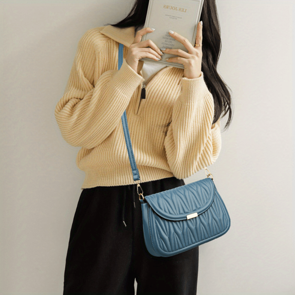 chevron quilted crossbody bag classic pu flap shoulder bag - Temu New ...