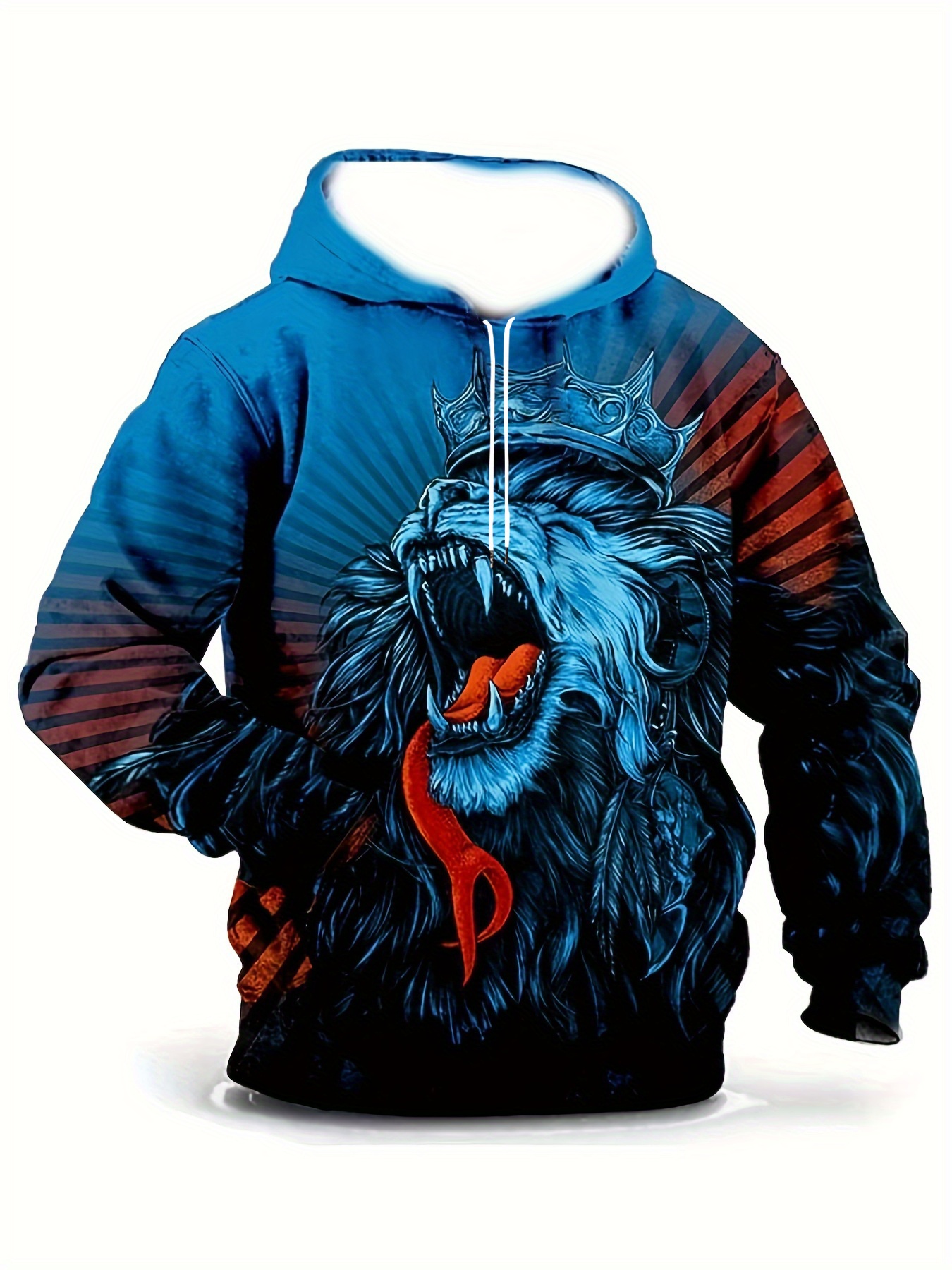 "shouting Lion" Graphic Print Men's Casual Hoodies - Temu Canada