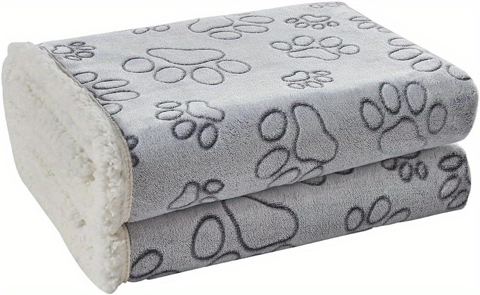 paw print blanket soft plush dog flannel mat - Temu Australia