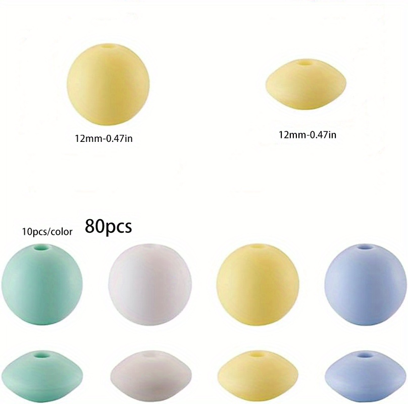 80pcs 12mm 실리콘 느슨한 스페이서 비즈 쥬얼리 만들기 Diy 목걸이 팔찌 키 가방 전화 체 Temu Korea