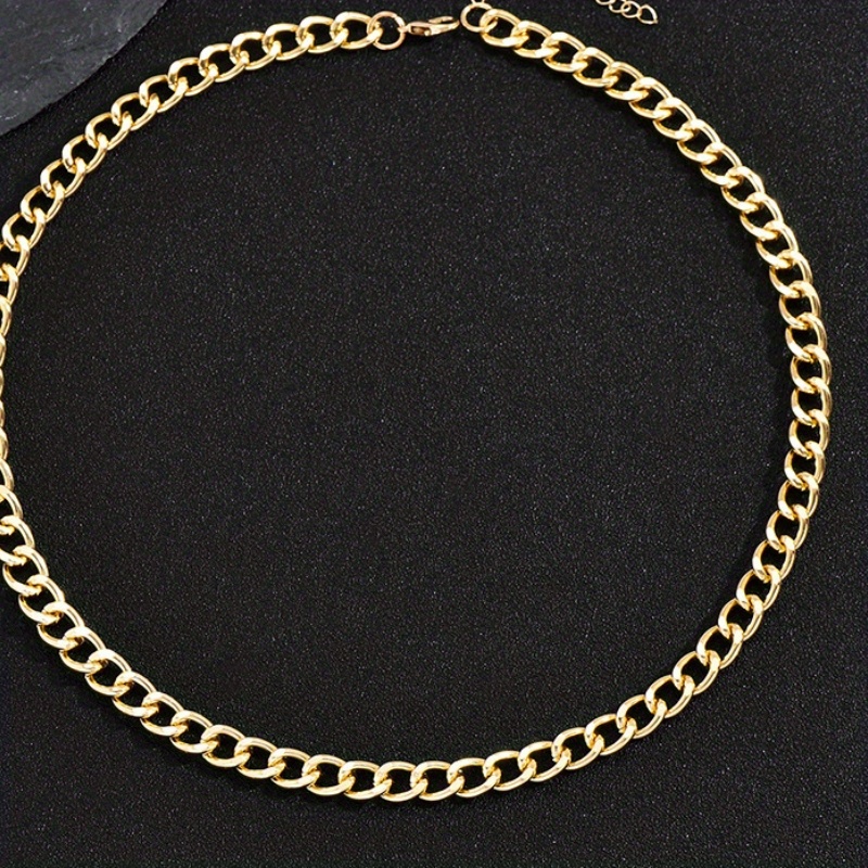 Trendy Casual Hip Hop Style Golden Cuban Chain Necklace - Temu Australia