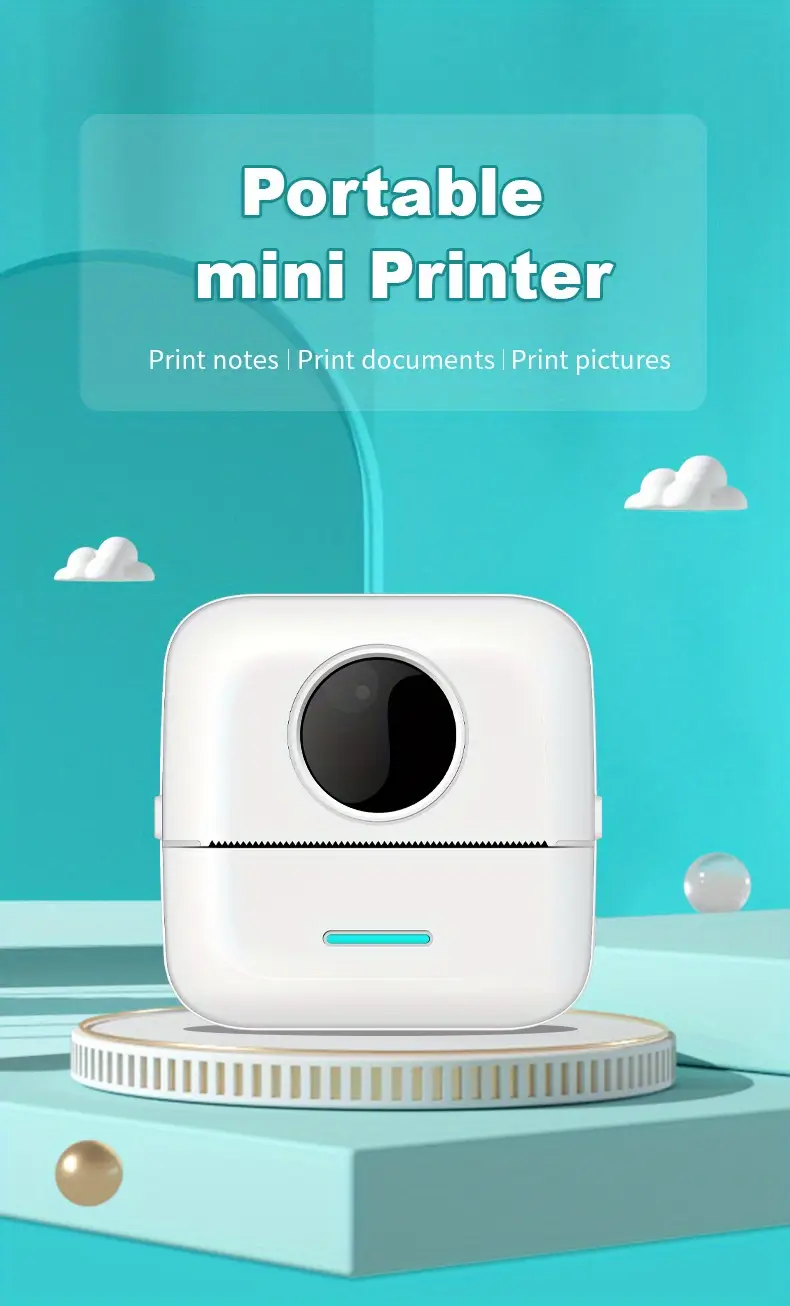 미니 편의점 프린터 잉크 프리 프린터 안드로이드 또는 Ios 앱용 앱 연결 전화 휴대용 스티커 인쇄 선물 영수증 프린터