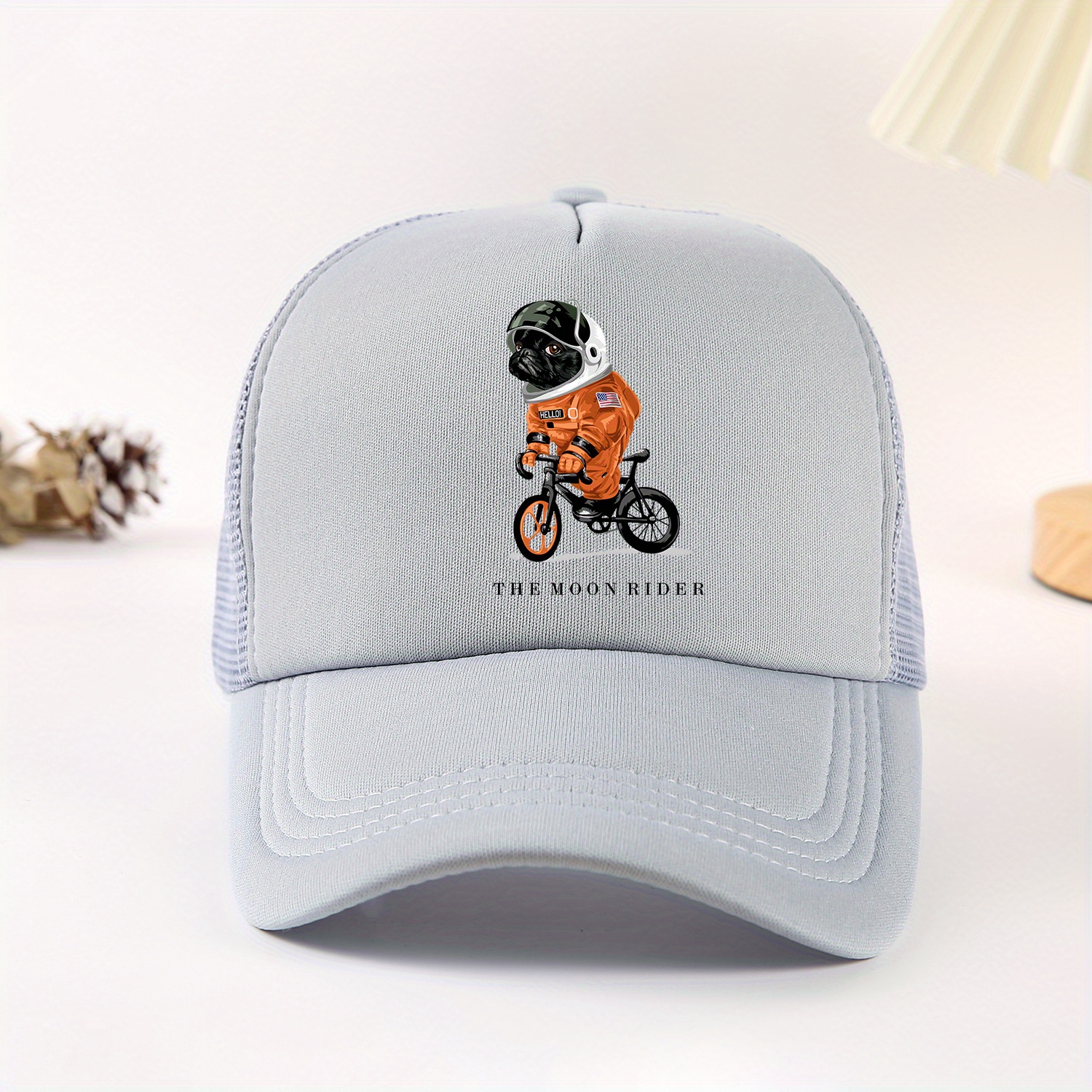 Rider Dog Print Trucker Hat Cute Cartoon Puppy Breathable - Temu Canada