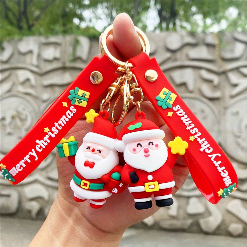 Cartoon Snowman Christmas Keychain Santa Claus Keychain Car Pendant ...
