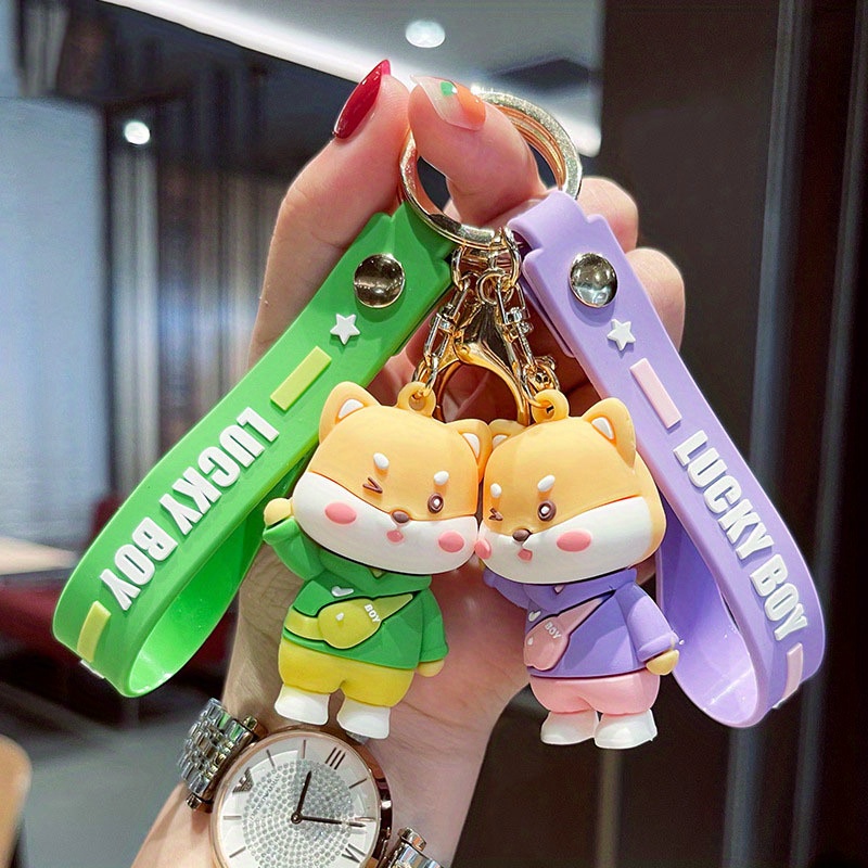Pvc Cartoon Dog Keychain Pendant Soft Rubber Doll Car - Temu New Zealand