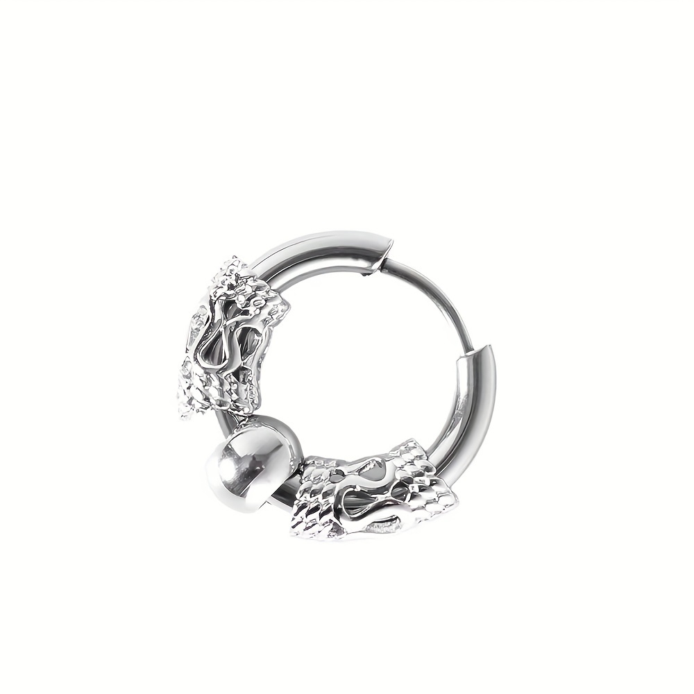 Trendy Retro Dragon Pattern Stainless Steel Earrings Jewelry - Temu ...