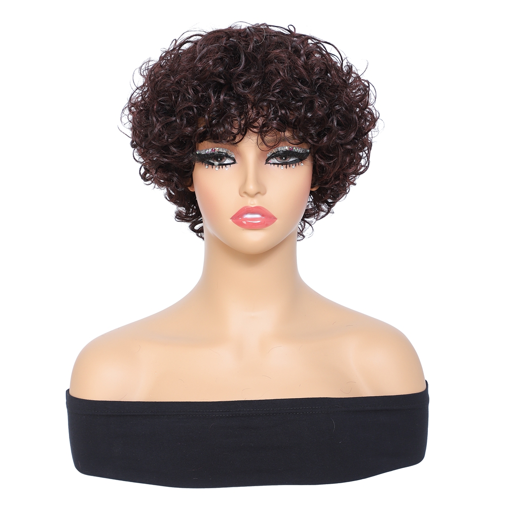 Pixie Cut Human Hair Wigs 150% Density Machine Made Human - Temu
