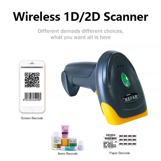 1d2d 슈퍼마켓 휴대용 바코드 바코드 스캐너 리더 Qr Pdf417 24g 무선 및 유선 Usb 플랫폼 Office