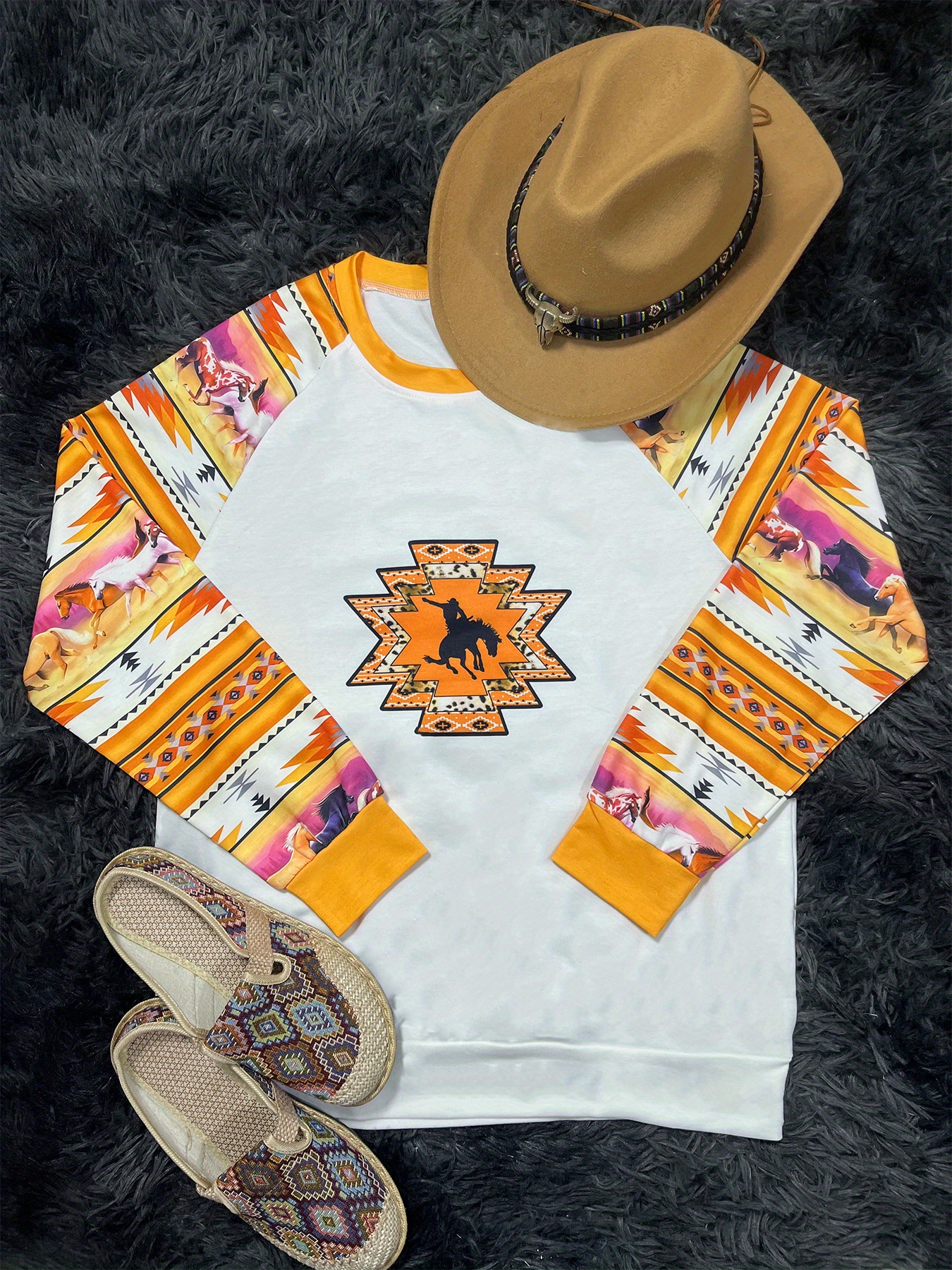 Aztec Print Sweatshirt Ethnic Crew Neck Long Sleeve - Temu Australia