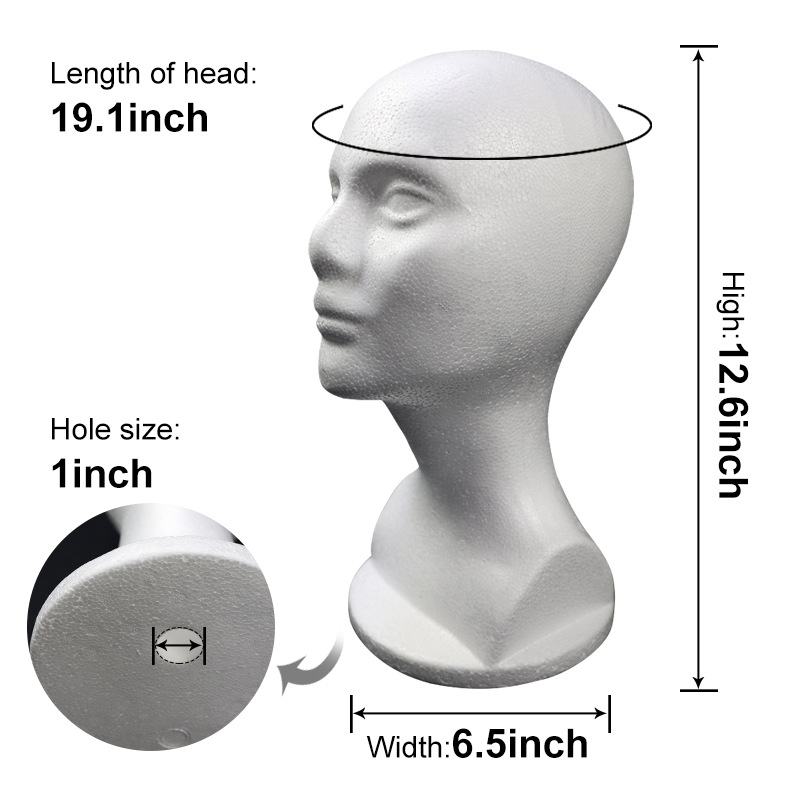 foam wig head tall female foam mannequin model head hats wig - Temu ...