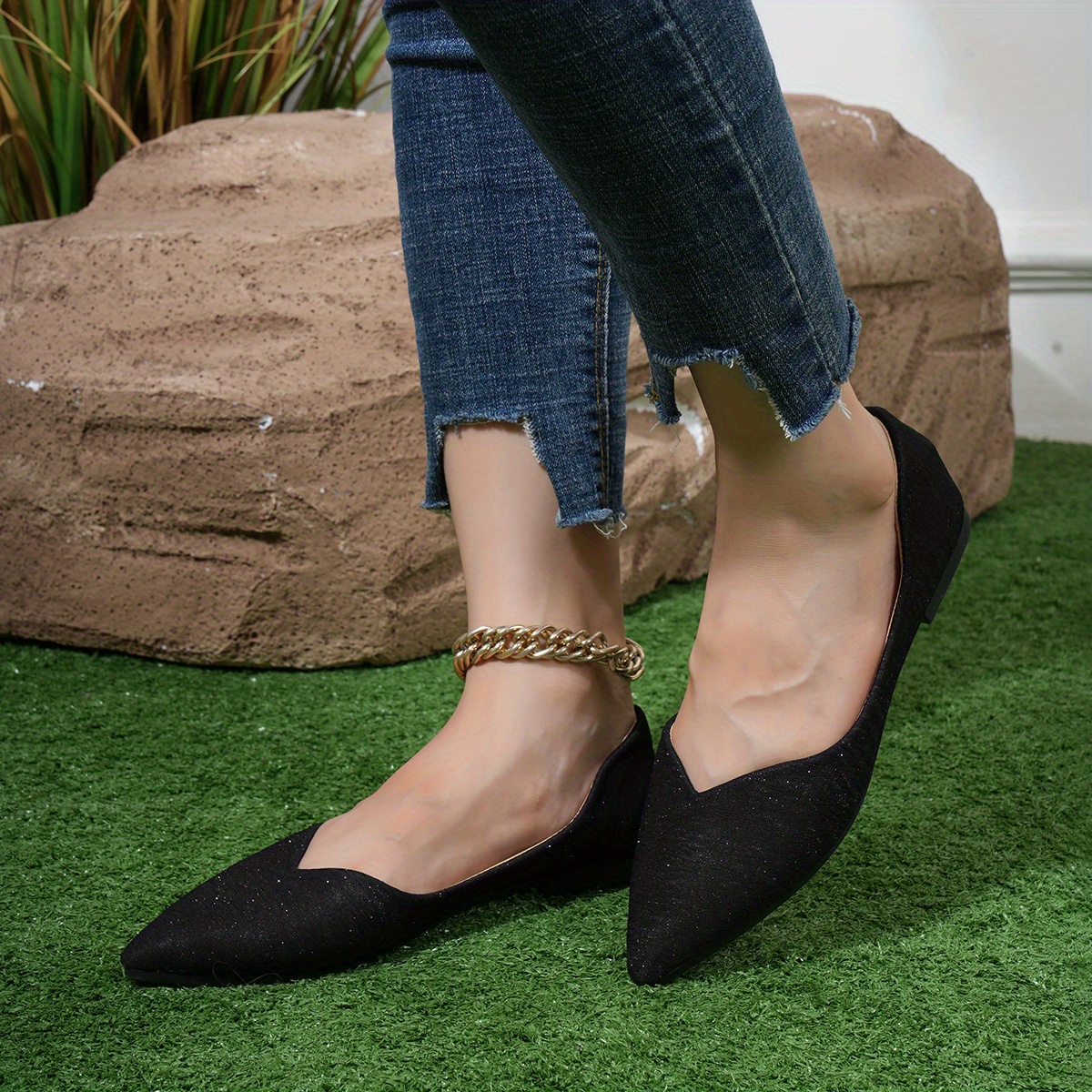 Women's Solid Color Flat Shoes Elegant Point Toe Dress Shoes - Temu ...