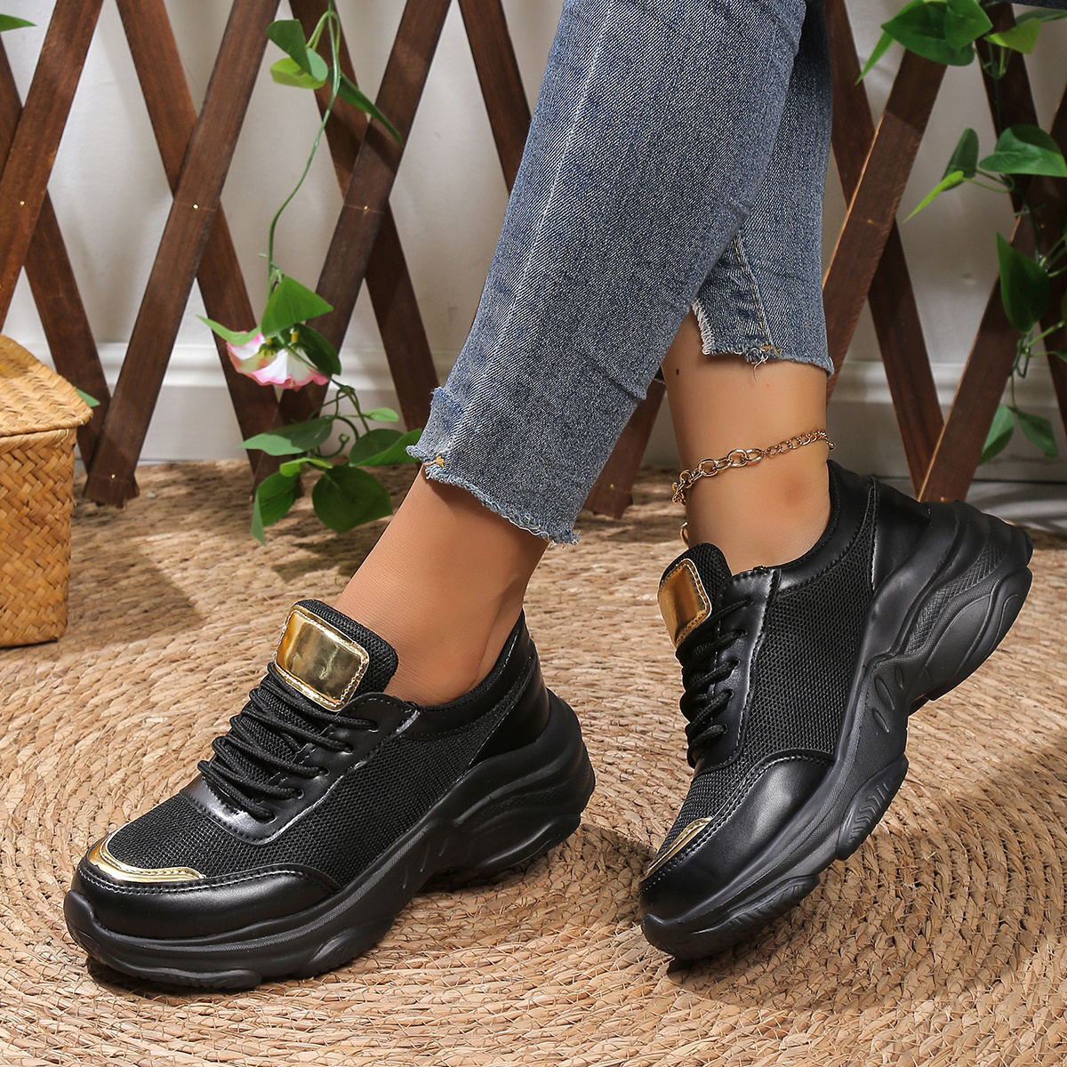 Womens Colorblock Casual Sneakers Lace Low Top Round Toe Non - Temu United Kingdom