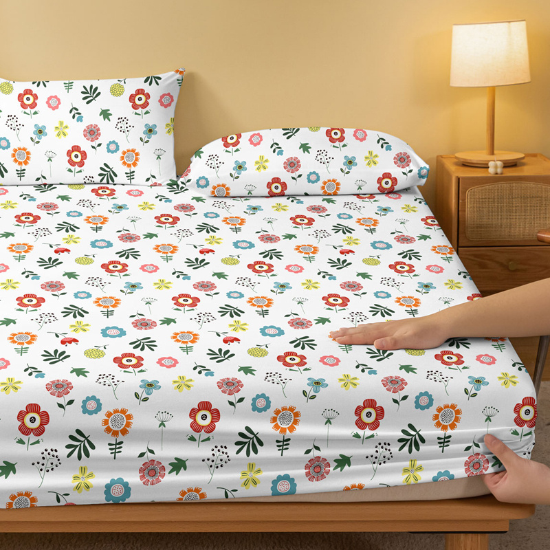 Fitted Sheet Flora Pattern Printed Bedding Soft Comfortable Temu
