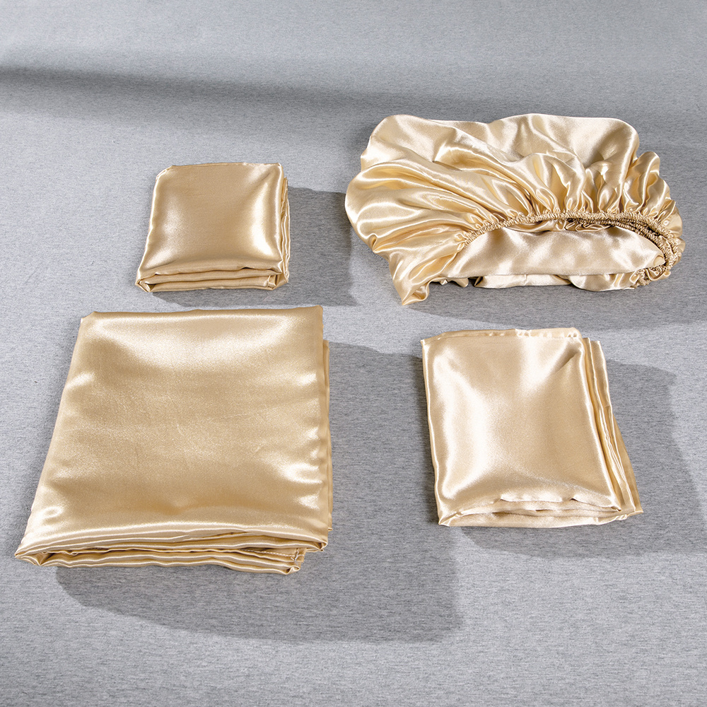 satin bed sheet set (1 fitted sheet + 1 flat sheet + 1/2 - Temu