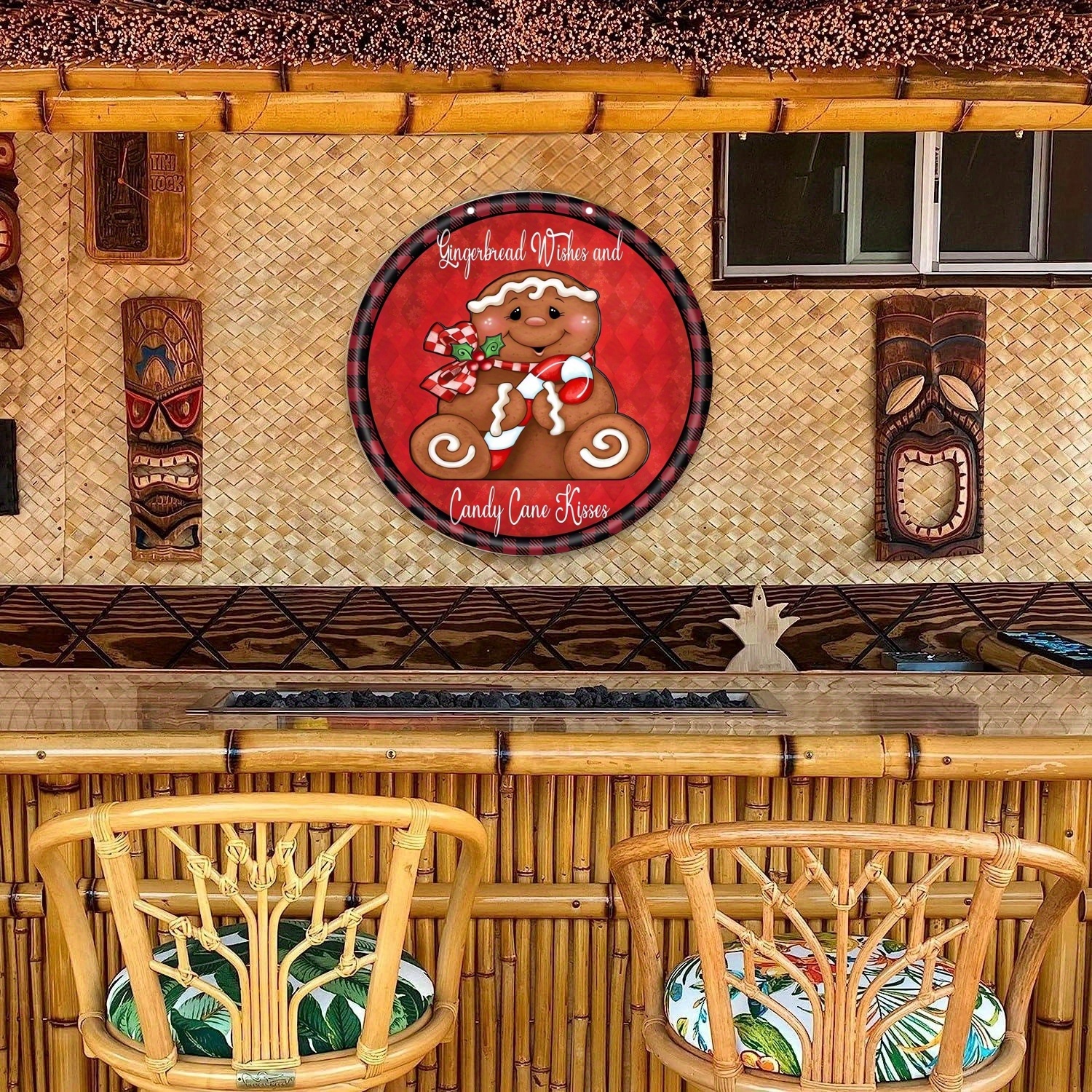 Gingerbread Candy Cane Kisses Sign Christmas Wreaths - Temu Canada