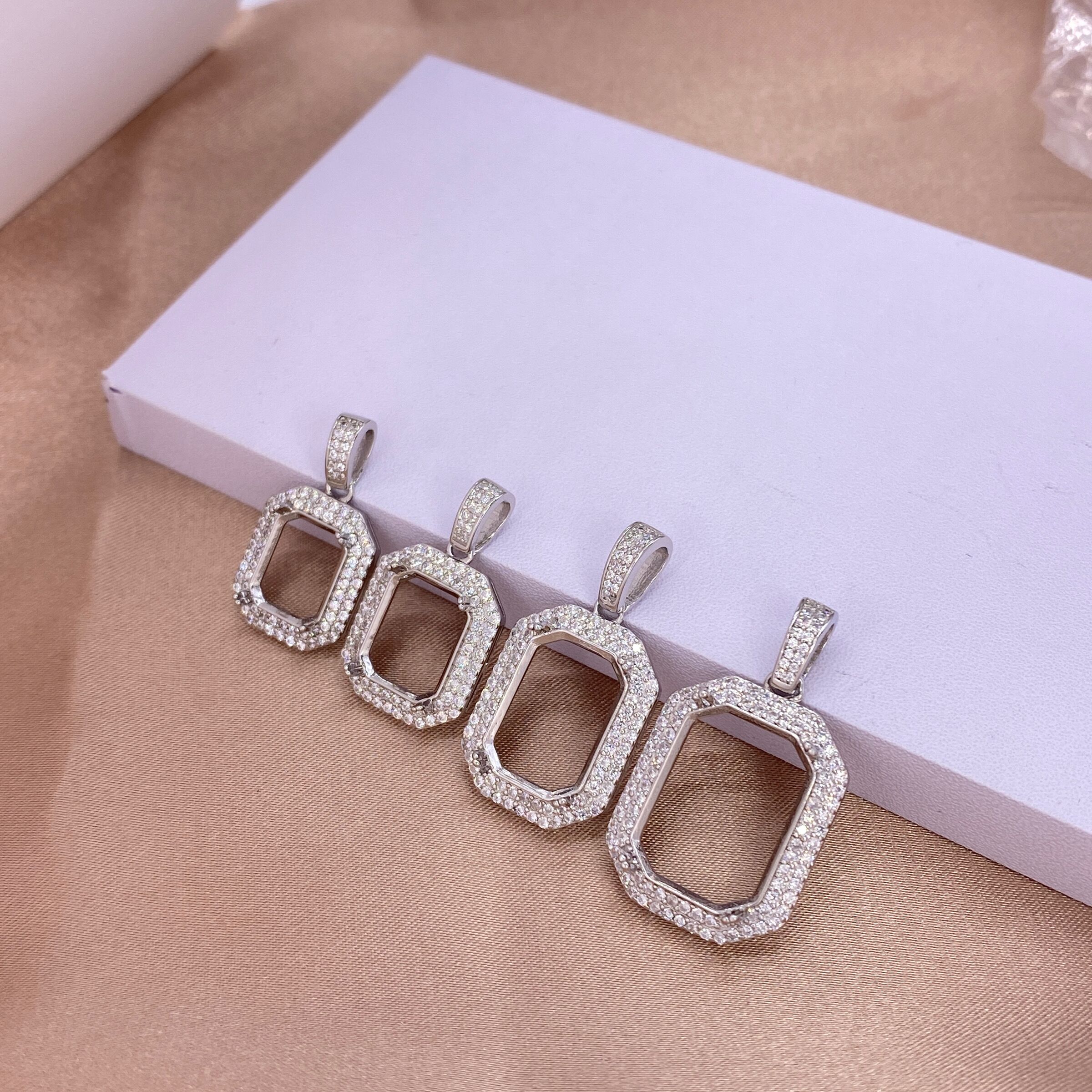 multi size square pendant setting s925 sterling silver - Temu New Zealand