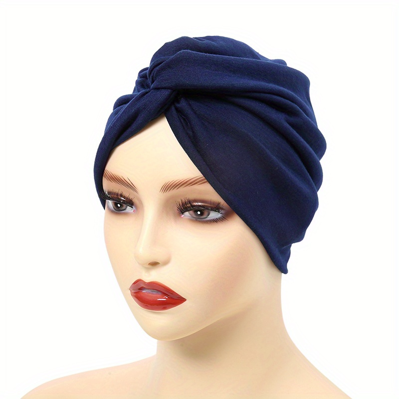 knot turban hat solid color pleated head wraps elastic head - Temu Canada