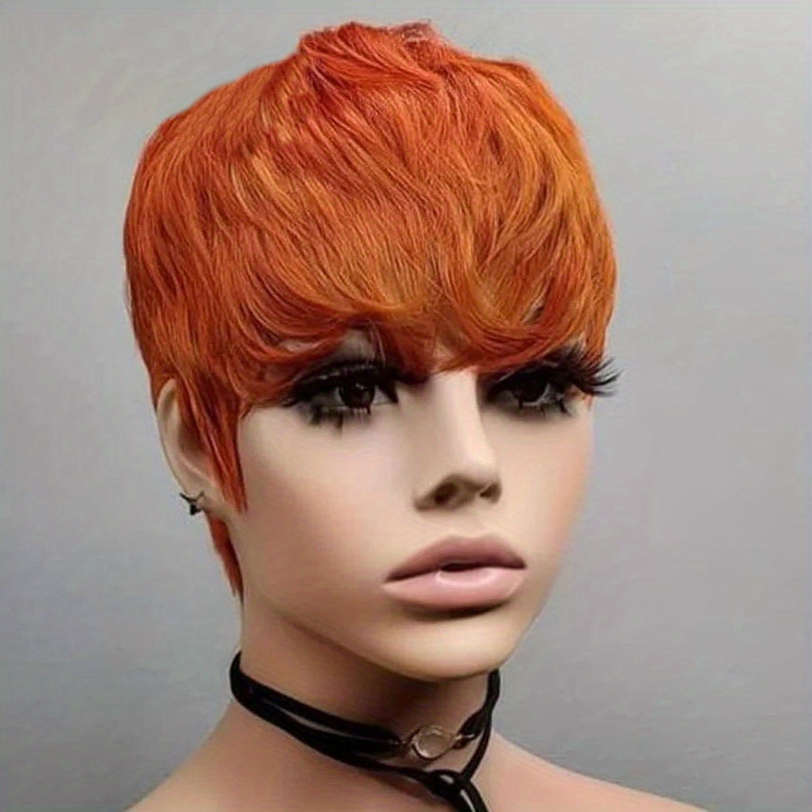Ginger Short Peruvian Hair Wig With Bangs Temu