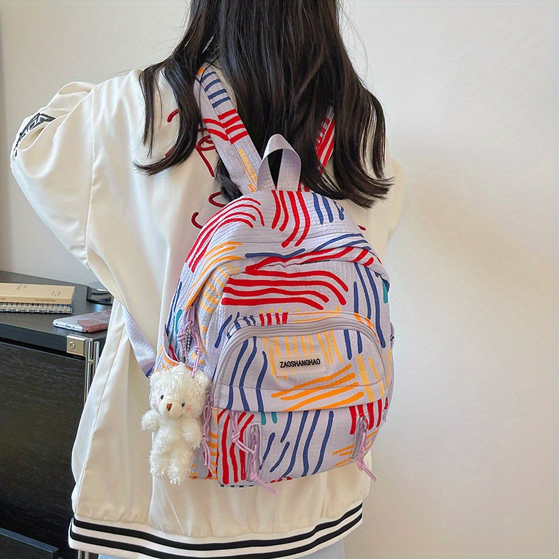 Cute Sweet Striped Backpack Kawaii Travel Schoolbag - Temu United