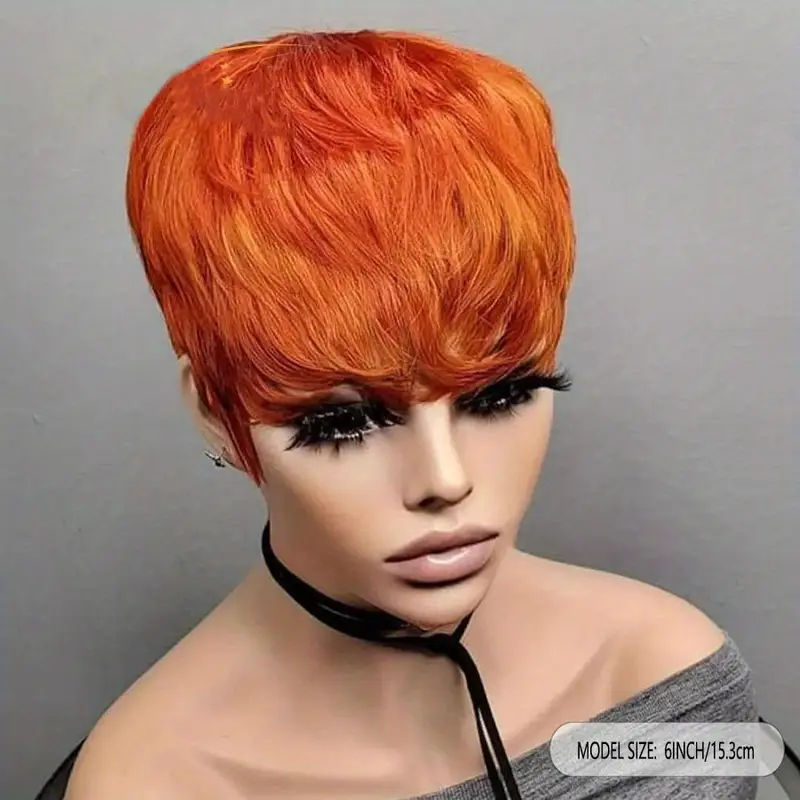 Ginger Short Peruvian Hair Wig With Bangs Temu