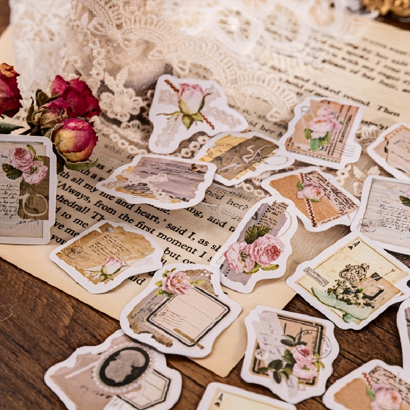 Boxed Stickers Rose Series Pocket Diary Diy Decorative - Temu