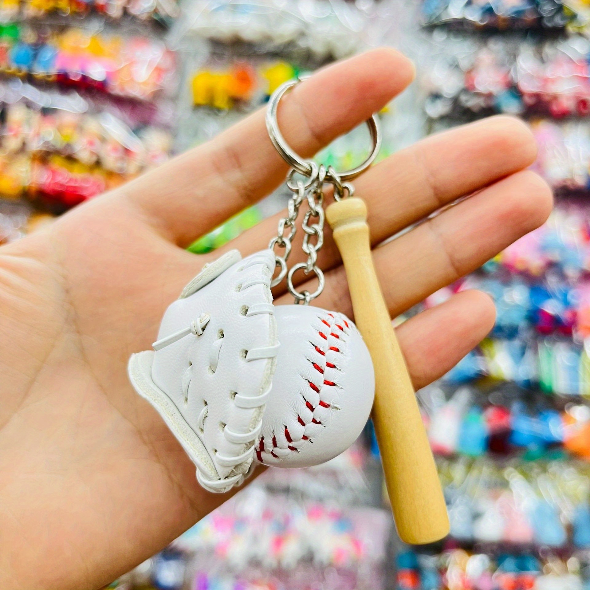 1pc Baseball Keychain For Sports Fan Mini Baseball Key Chain For Men ...