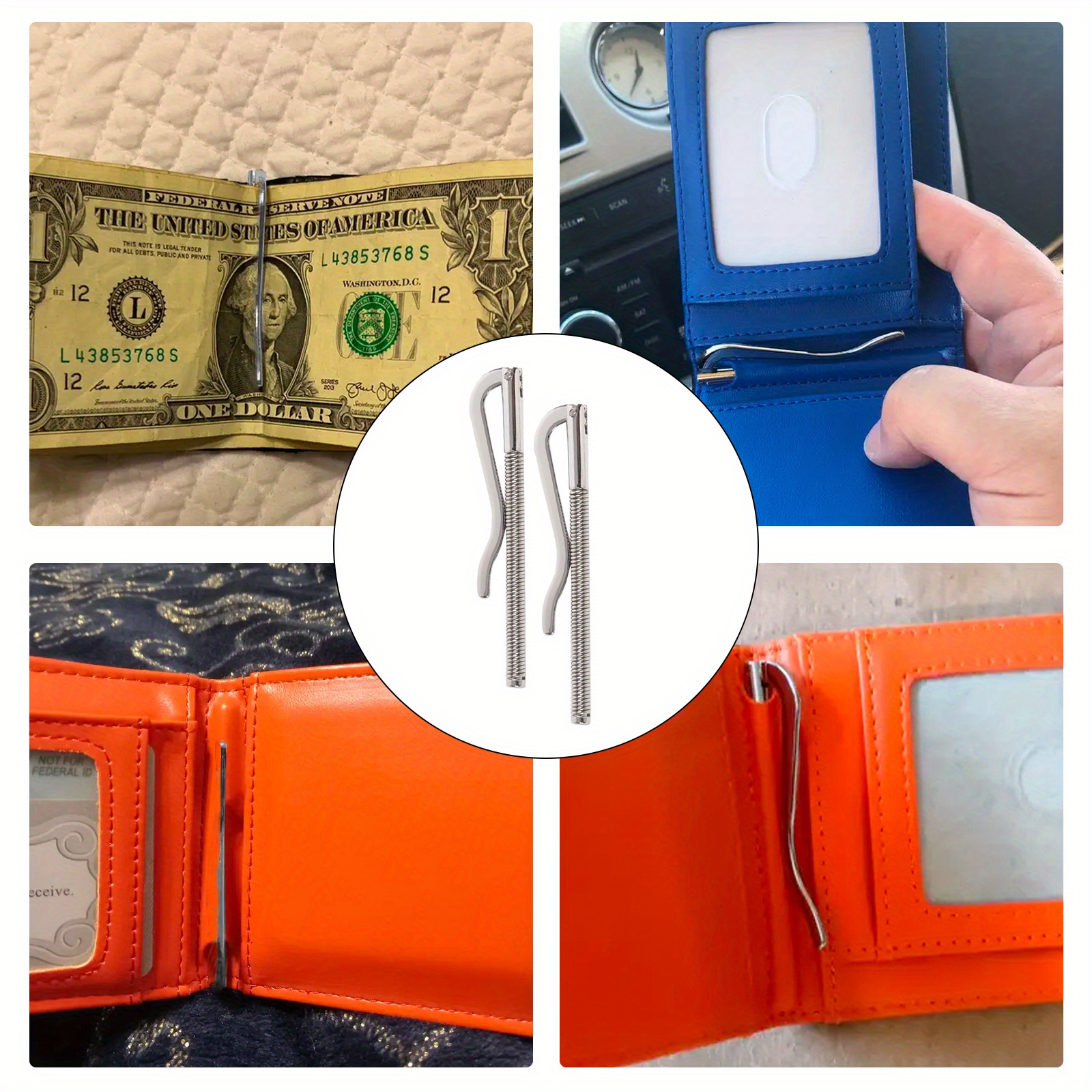 2pcs spring money clip metal bifold money clip wallet spring clamp cash ...