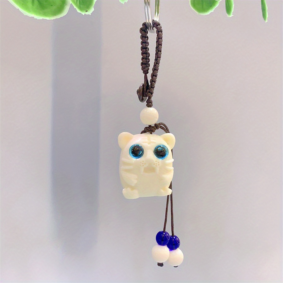 Keychain For Men, Ivory Fruit Material Cute Tiger Shaped Keychain ...