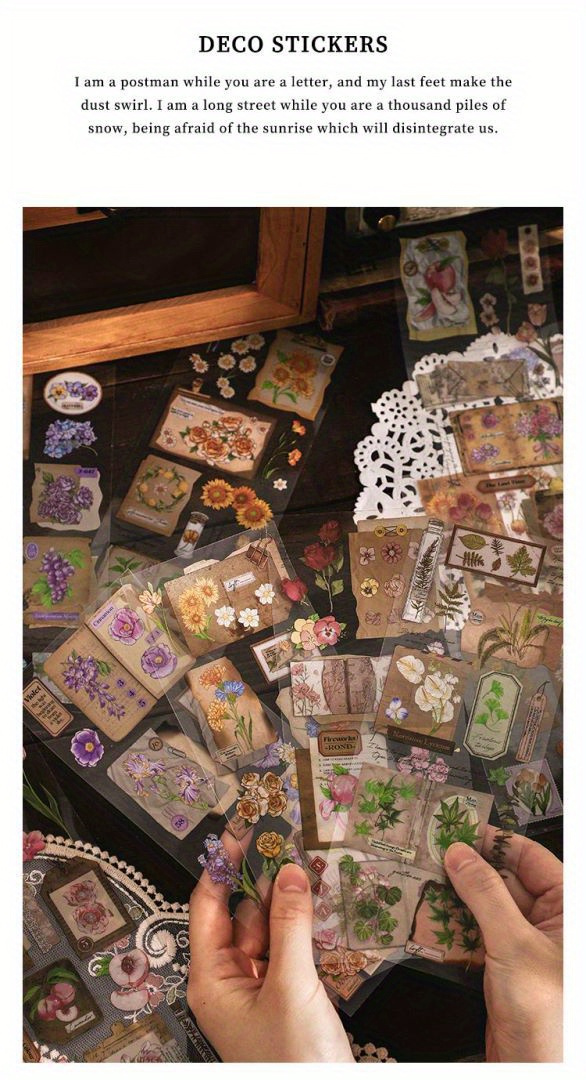 Pet Stickers Retro Literary Plant Hand Account Material - Temu United ...