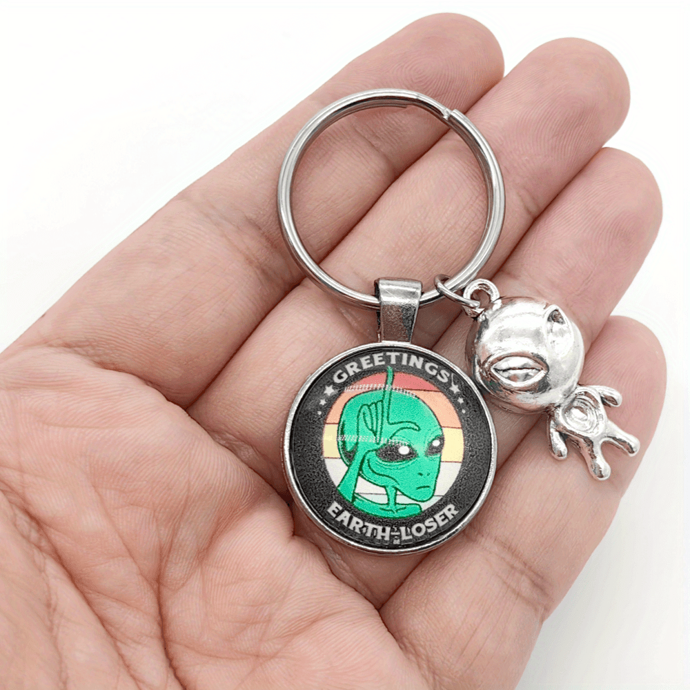 1pc aliens charm keychain for men stainless ring cute keychains for car ...