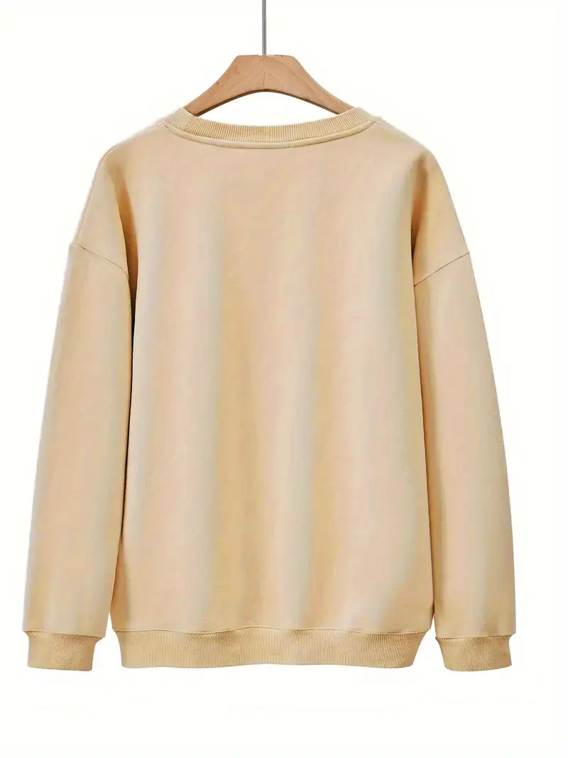 Leopard Letter Print Pullover Sweatshirt Casual Long Sleeve Temu United