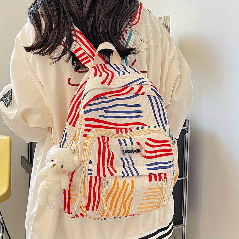 Cute Sweet Striped Backpack Kawaii Travel Schoolbag - Temu United