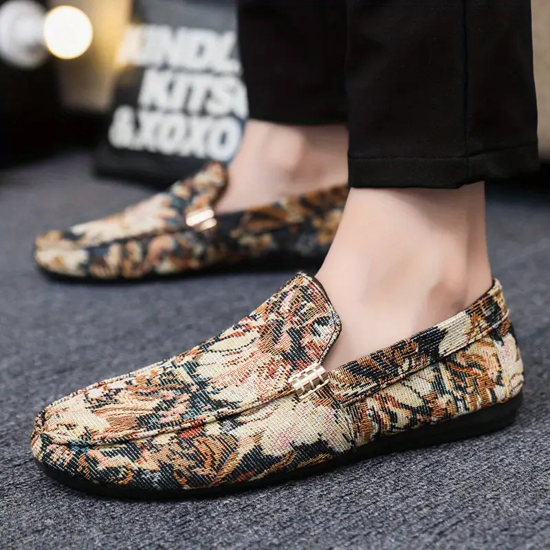 mens flowery loafer shoes breathable lightweight non slip slip on shoes ... mens flowery loafer shoes breathable lightweight non slip slip on shoes ...