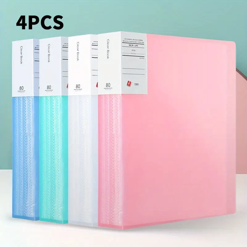 4pcs 여러 가지 빛깔의 80 페이지 인증서 테스트 용지 보관 사무실 루스 리프 폴더 도서 아카이브 임신 검사 음악