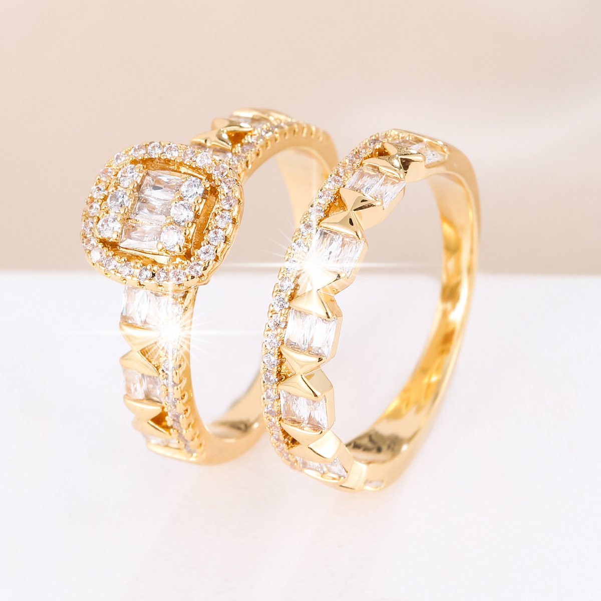 Elegant Stacking Rings Plated Paved Shining Zirconia Classy - Temu ...