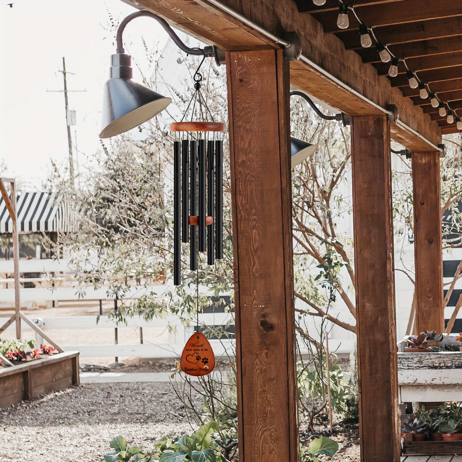 Metal Tube Wind Chime Wooden Pendant Garden Decor Outdoor - Temu