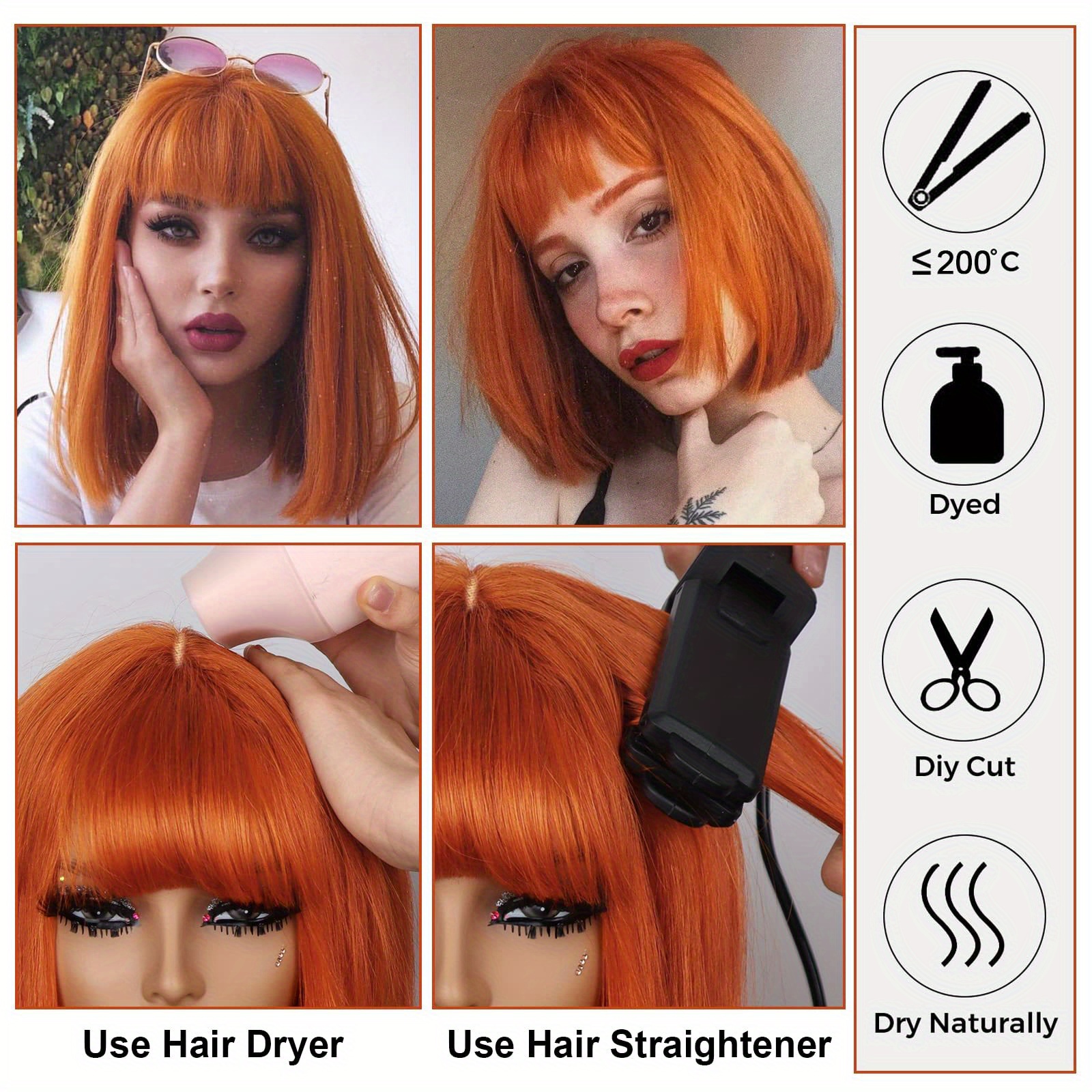 180% Density Wig #350 Bob Wig - Temu New Zealand