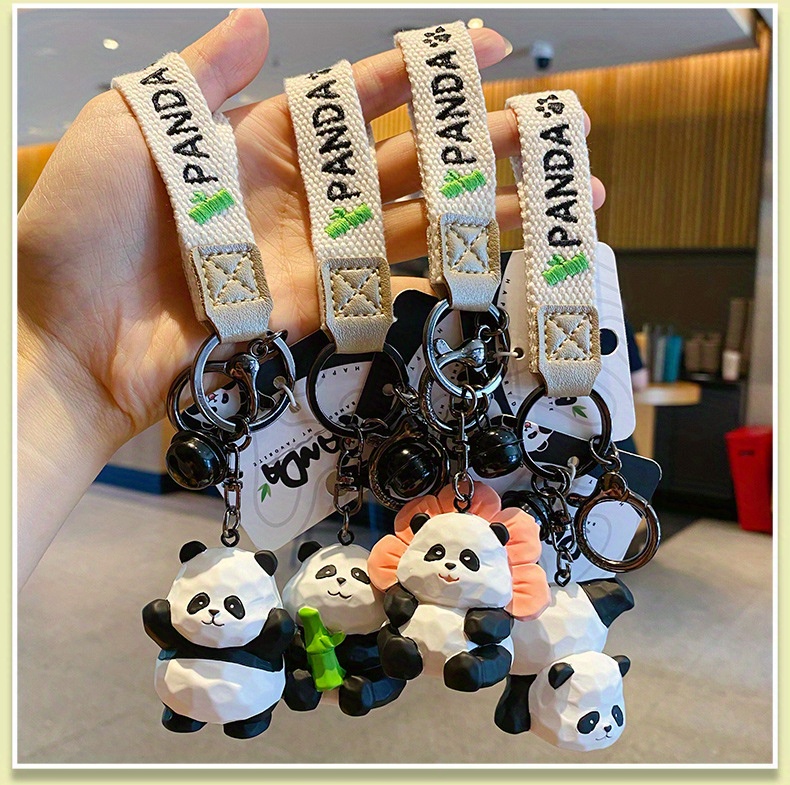 1pc Panda Resin Keychain Creative Raising Hand Panda Couple Keychain ...