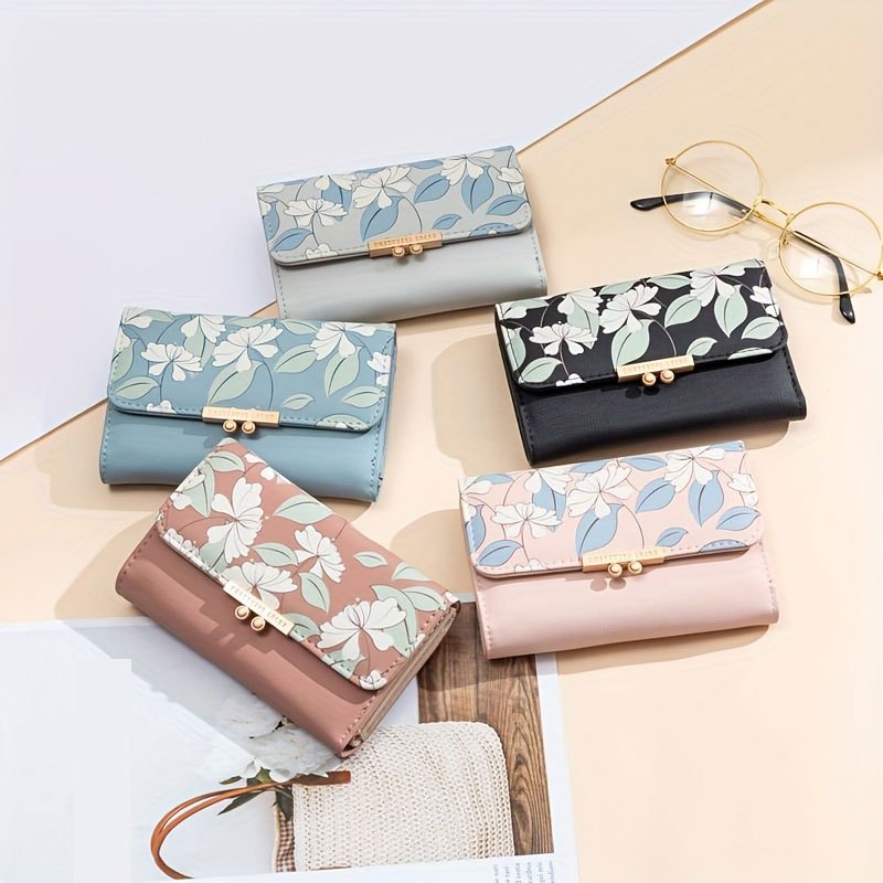 small classic flower pattern short wallet trifold coin purse - Temu ...
