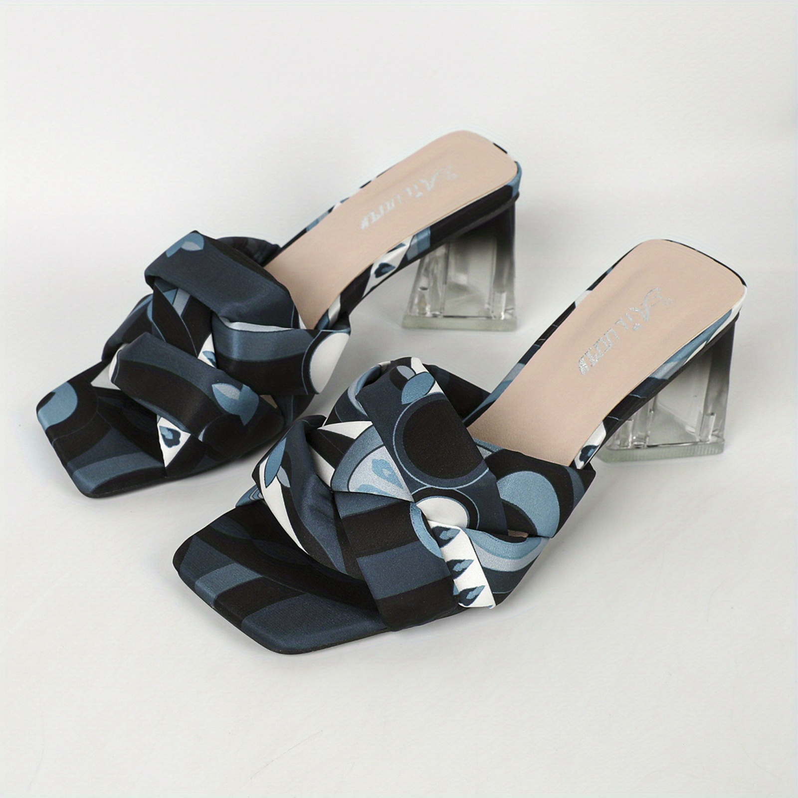 damefarvede sandaler i rynket design behagelige chunky hæl - Temu Denmark