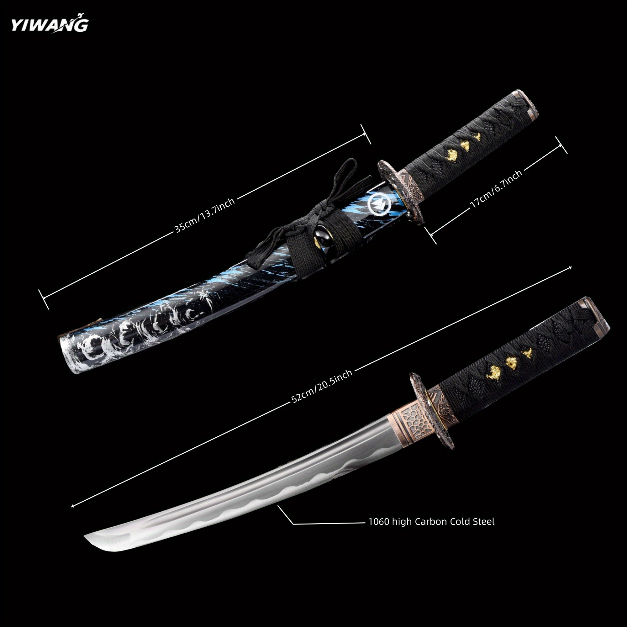 Sea Wave Japanese Samurai Katana Sword 1060 Carbon Steel - Temu