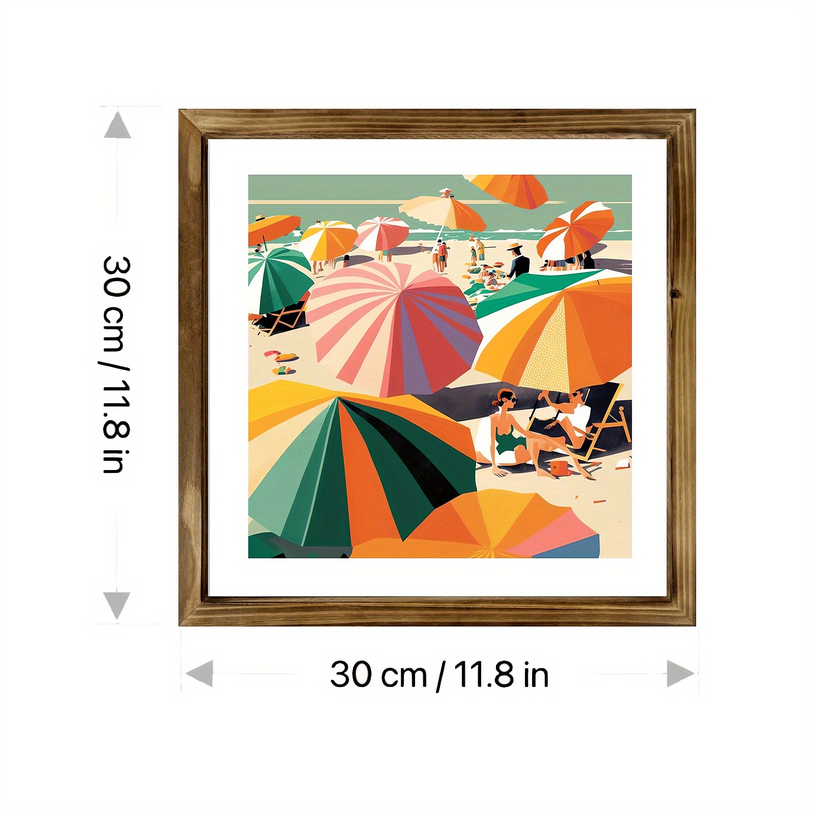 wooden frame painting summer beach shore square painting - Temu United ...