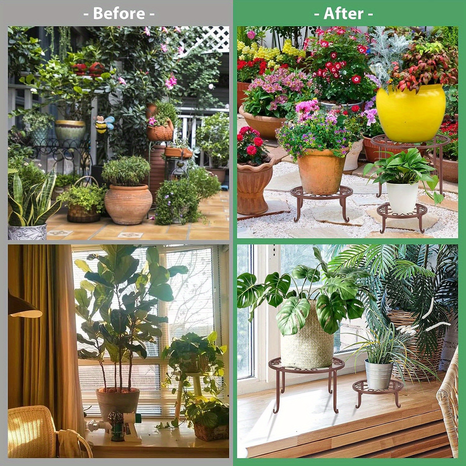 3 potted plant stands 9 heavy duty iron round stands indoor outdoor ...