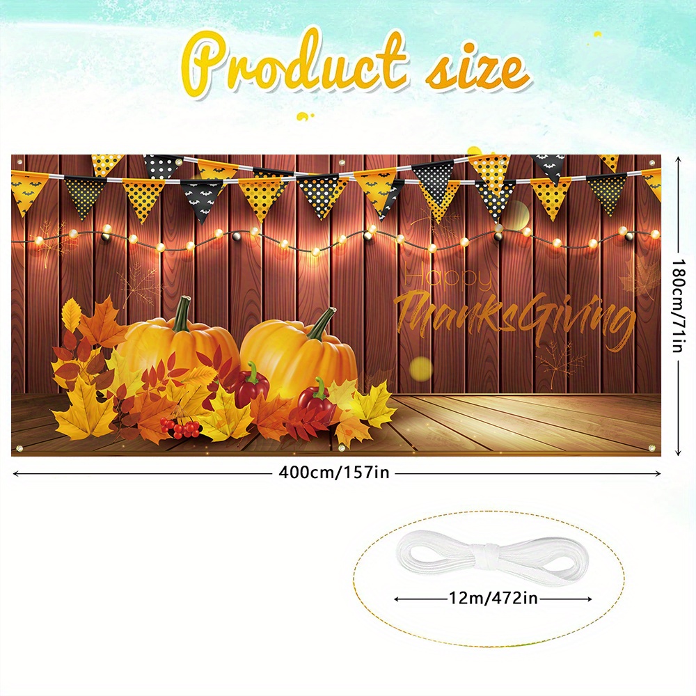 Happy Thanksgiving Garage Banner Harvest Scene Light String - Temu ...