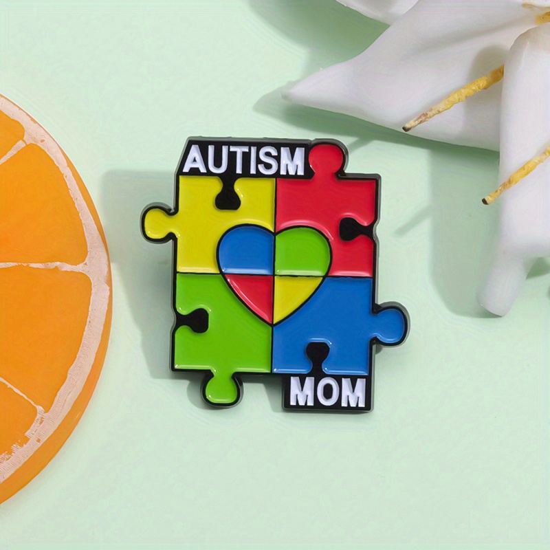 "autism Mom" Enamel Pin Rainbow Puzzle Pieces Badge Jewelry - Temu ...