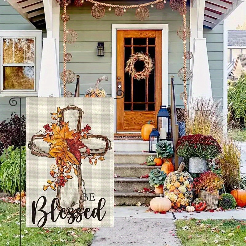Fall Leaves Be Blessed Garden Flag,double-sided Autumn Thanksgiving ...