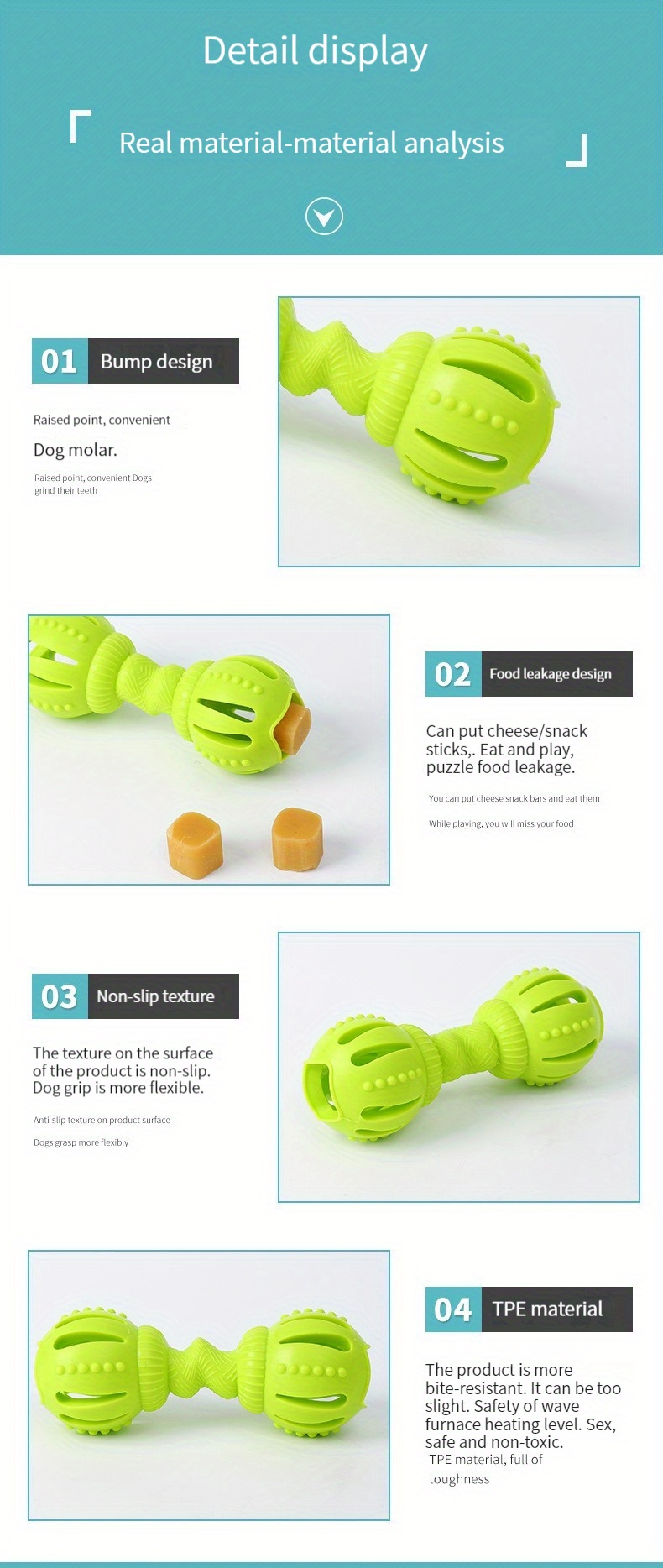 Dog Dumbbell Design Toys Dog Leaking Food Toy Rubber Chew - Temu ...