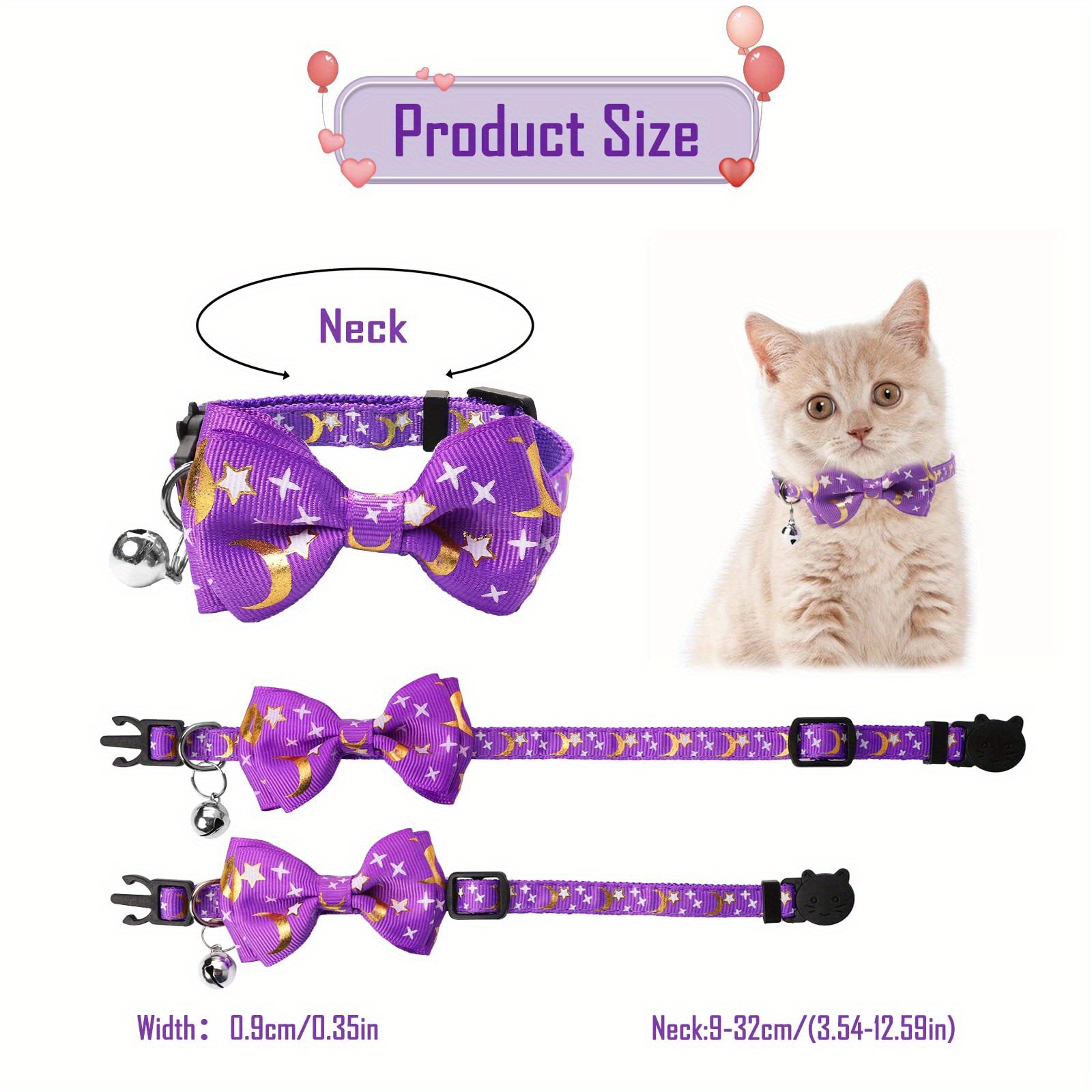 Reflective Moon Print Nylon Pet Collar Small Dogs Cats Cute - Temu Canada