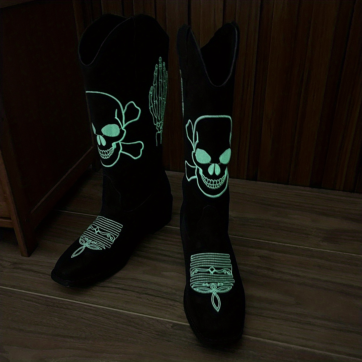 Luminous Skull Pattern 's Square Toe V - Temu Australia